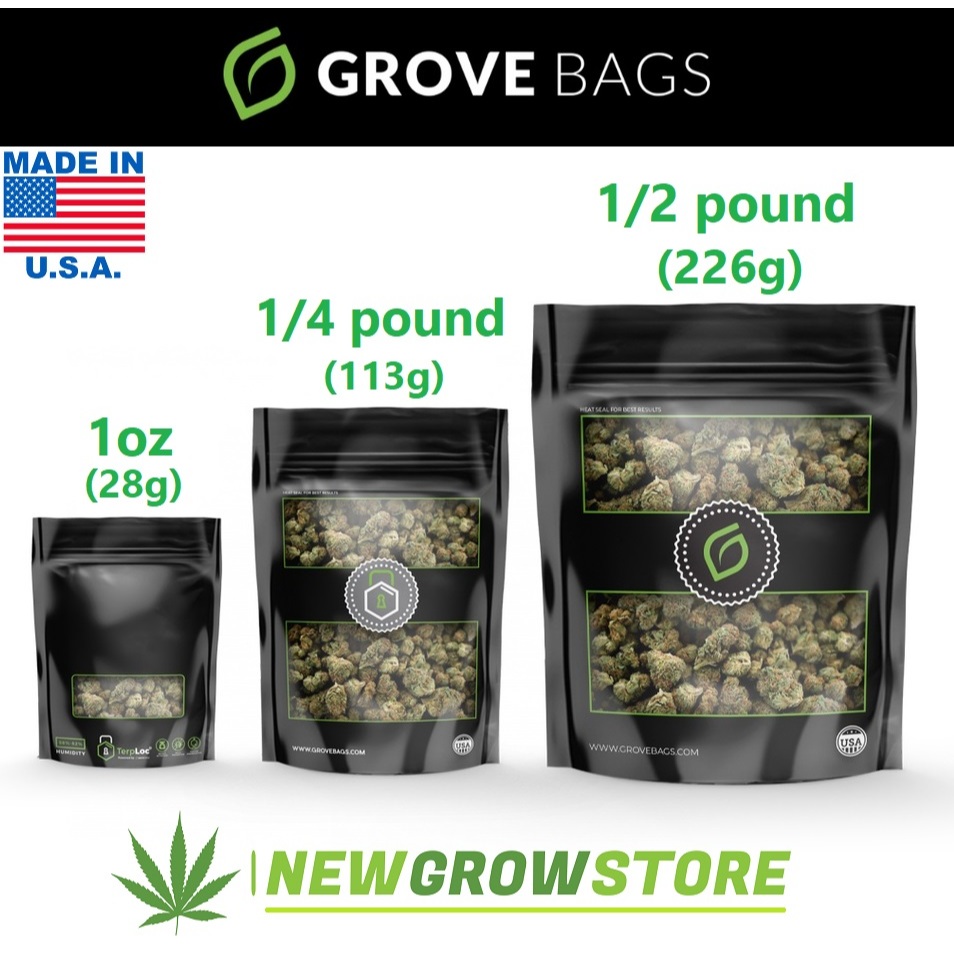 Grove Bags ถุงบ่มของแท้ TerpLoc Window Pouch ขนาด 1 lb , 1/2 lbs , 1/4 ...