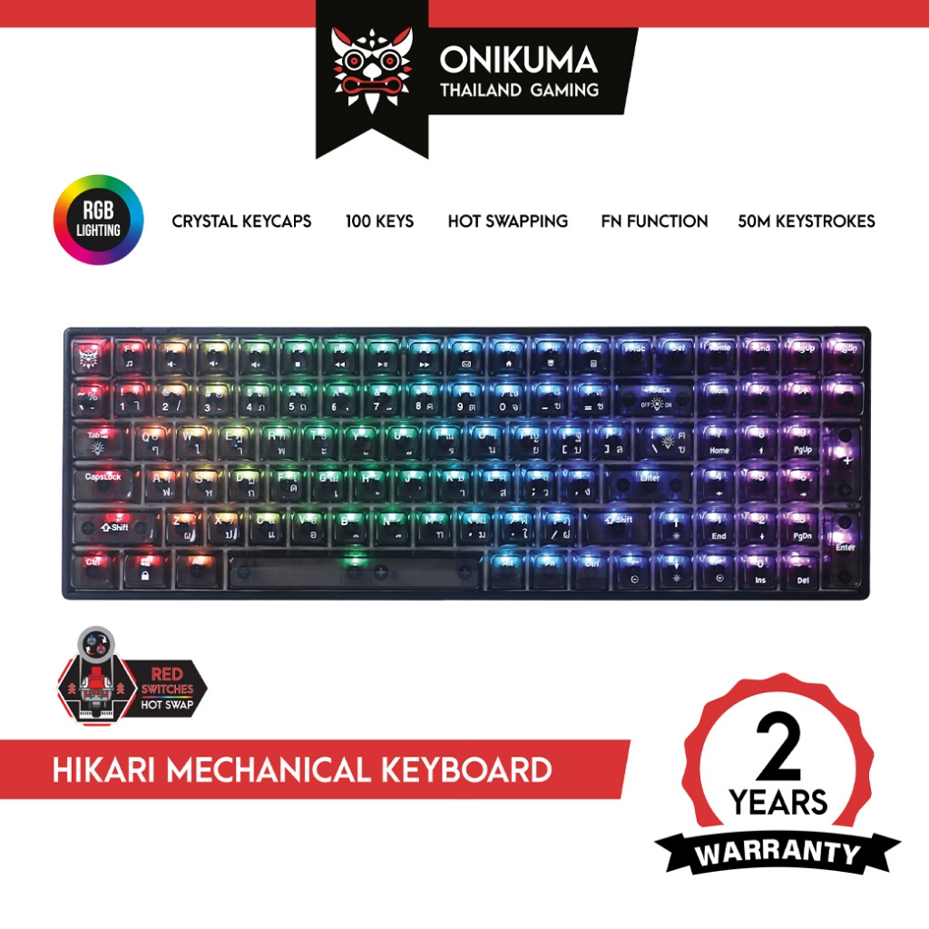 ONIKUMA HIKARI Mechanical Keyboard คีย์บอร์ดเกมมิ่ง ปุ่มใส่ไฟ RGB โดด ...
