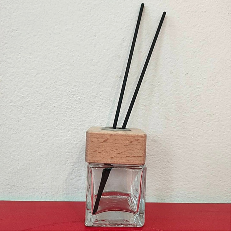 ขวด Reed Diffuser ขวดก้านไม้ ขวดก้านไม้ปรับอากาศ แก้วเหลี่ยมฝาไม้ ฝา ...