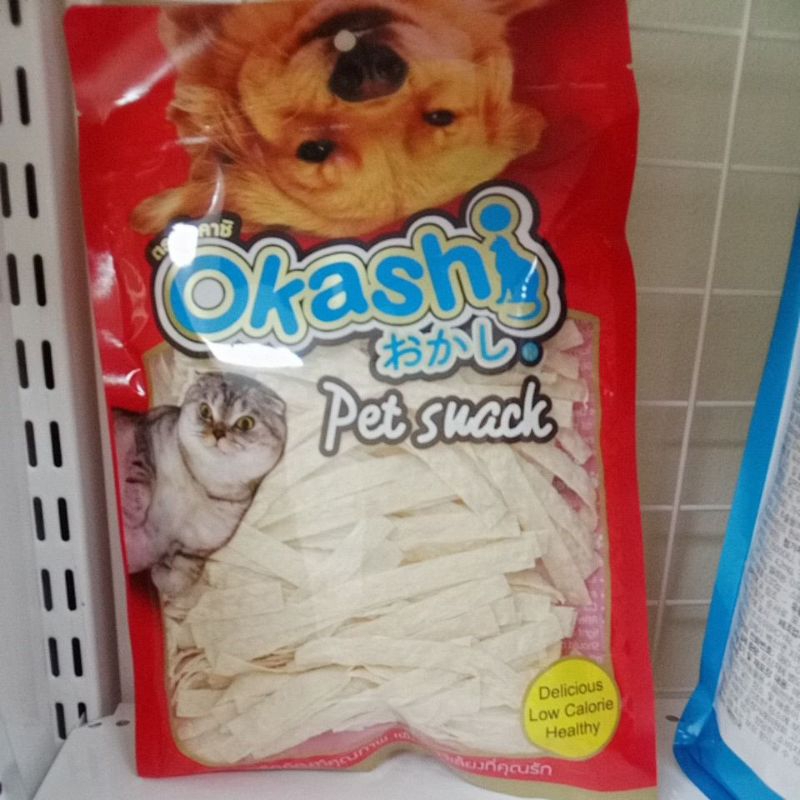 Okashi Pet snackปลาเส้นสำหรับสุนัขและแมวขนาดเส้นใหญ่น้ำหนัก 150 กรัมมี ...