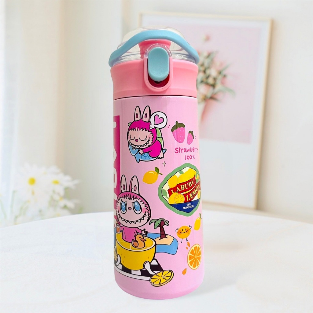 ขวดน้ำ มีหูหิ้ว วัสดุสแตนเลส 304 แถมหลอด 500ml เก็บความร้อนความเย็น พร้อมส่งจากไทย | Shopee Thailand