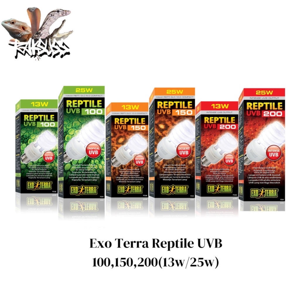 Exo Terra Reptile UVB 100,150,200(13w/25w)ช่วยทำให้สัตว์สังเคราะห์VIT D3 ทำให้สามารถการดูดซึม ...