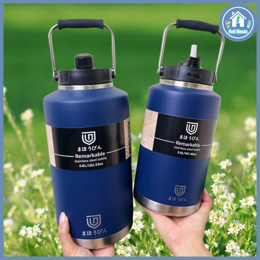 กระบอกน้ำเก็บอุณหภูมิความร้อน-เย็น Mahobin มีหลอดพร้อมหูหิ้วในตัว สแตนเลส SUS 316 ขนาดใหญ่ ความ ...