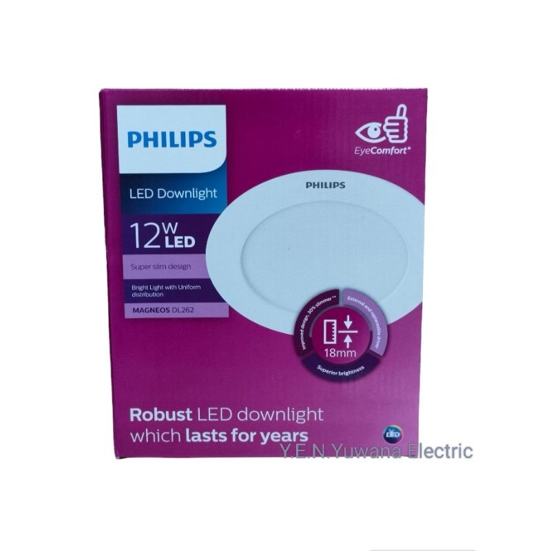 โคมไฟดาวน์ไลท์ LED PHILIPS 12W แสงเหลือง รุ่นDL262 super slim design ...