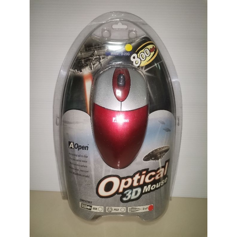 AOpen Optical 3D Mouse 800dpi Model: O-23G(Red) ออปติคอล เมาส์ มีสาย 3D ...