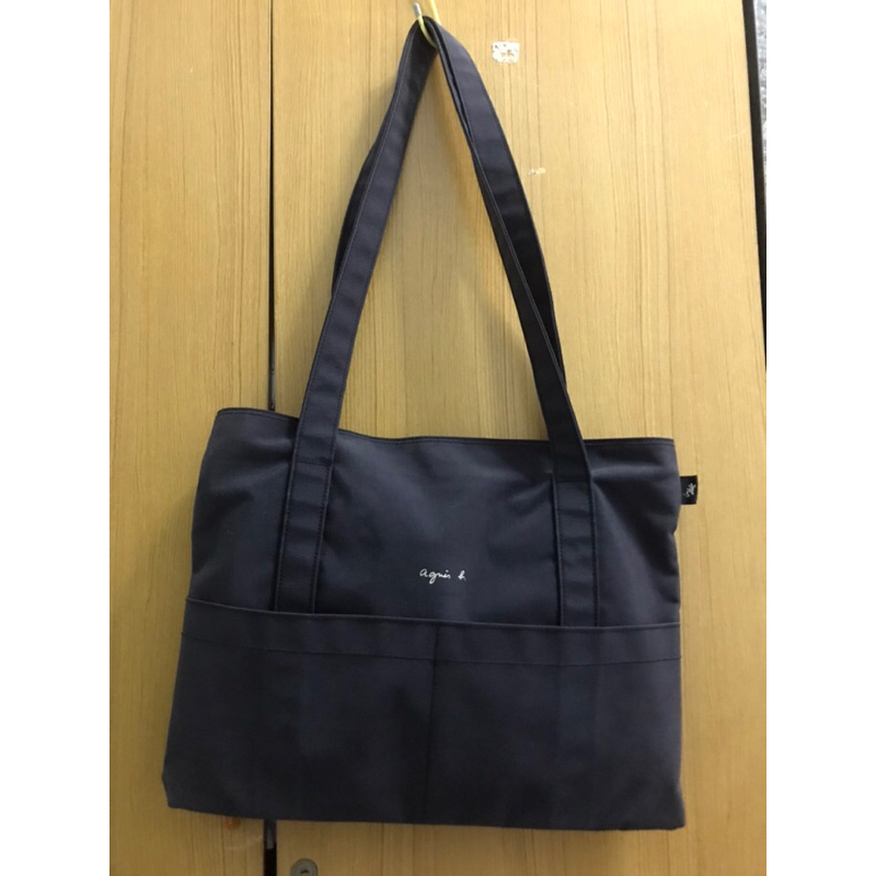 กระเป๋าสะพาย กระเป๋าผ้าแบรนด์เนมวินเทจ Agnes B lizard tote bag | Shopee ...