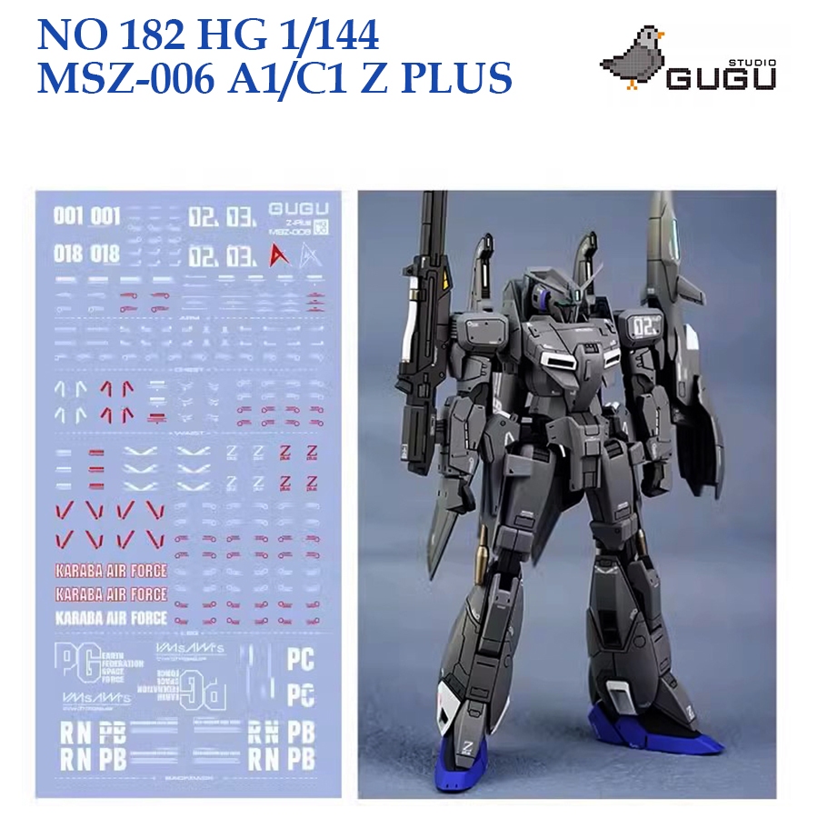 [GUGU STUDIO] HG182 HG 1/144 MSZ-006 A1 / C1 Z PLUS GUNDAM WATER SLIDE DECAL MODEL KITS | Shopee ...