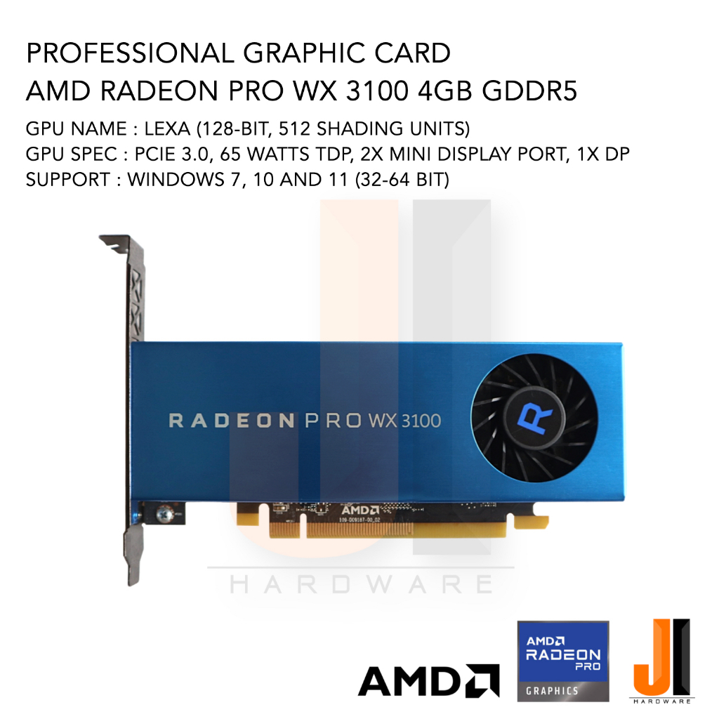 Professional Graphic Card AMD Radeon Pro WX 3100 4GB 128-Bit GDDR5 (มือ ...