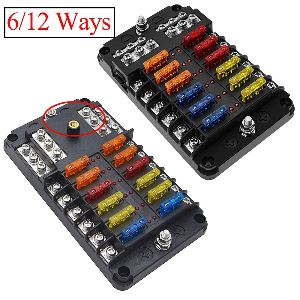6-Way/12-Way พลาสติกใบมีดฟิวส์กล่องผู้ถือฟิวส์ RV ไฟฟ้า Camper Circuit ...