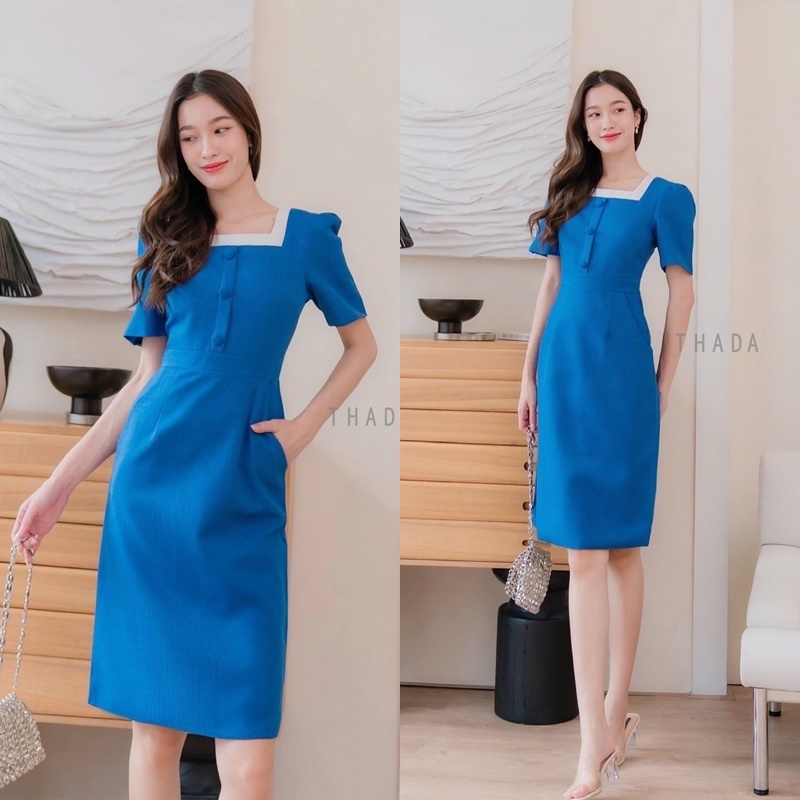 THADA BRAND : TD 1023 : Size S M L XL เดรสทำงาน เดรสออกงาน (เชคสินค้า ...