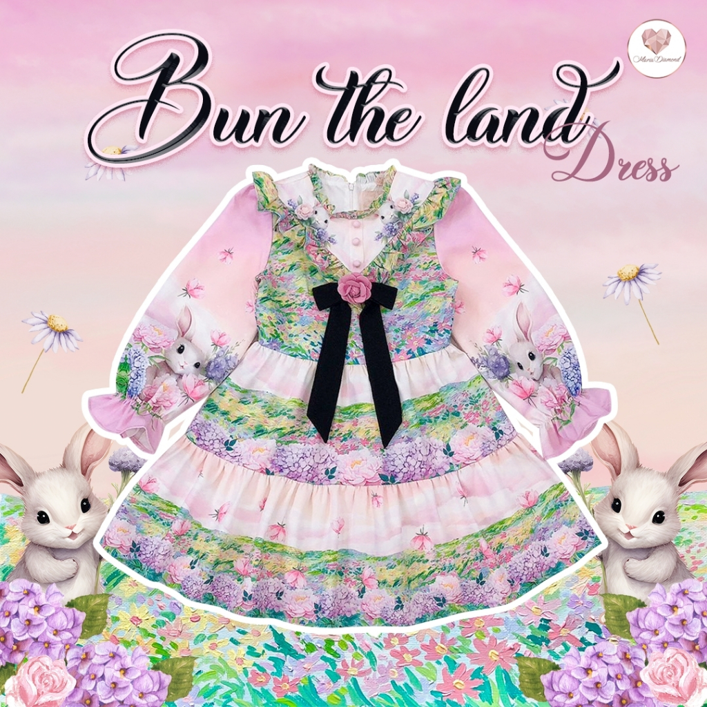 (มี 2XL) Bun the land Dress เดรสเปเป้เนื้อนิ่มปกแต่งระบาย มีเข็มกลัด ...