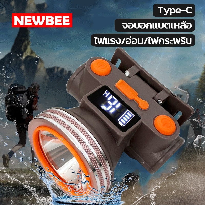 NEOBEE ไฟฉายคาดหัว จอ LED บอกแบตสถานะ TYPE-C แบตอึด8 ชั่วโมง แรงสูง ...