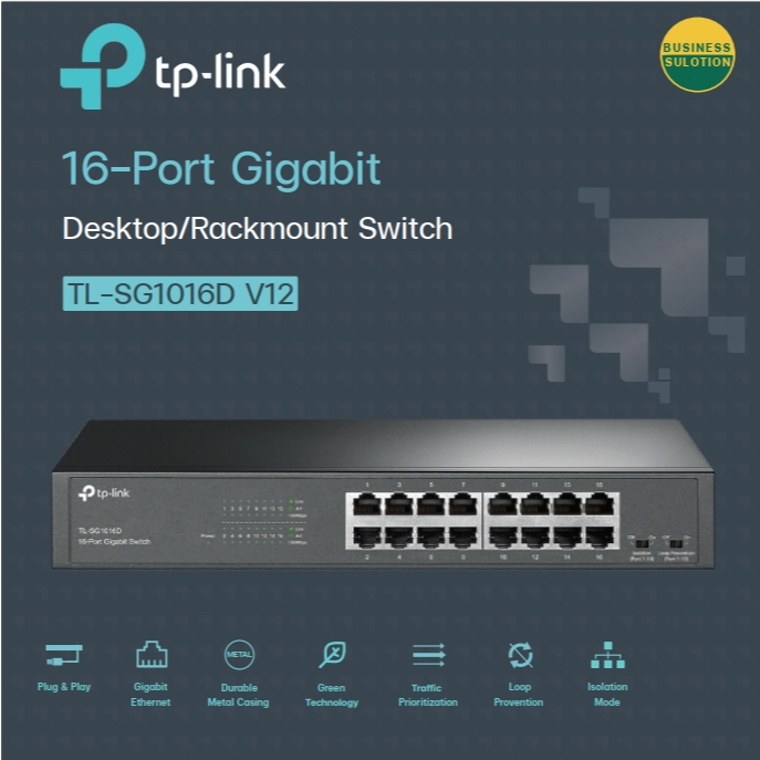 Gigabit Switching Hub 16 Port TP-LINK TL-SG1016D V12 (11") | Shopee ...