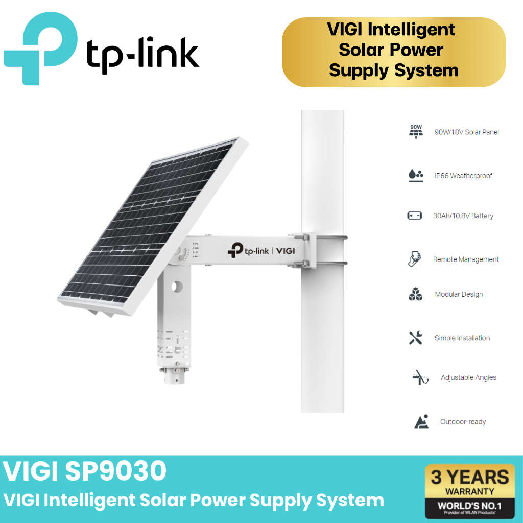 TP-Link VIGI SP9030 แผงโซล่าเซลล์ของ VIGI ขนาด 90W แบตเตอรี่ลิเธียม 30 ...