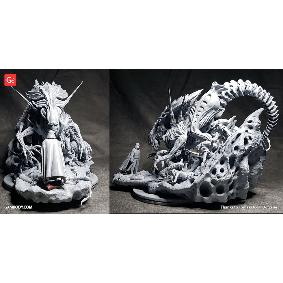 (ไฟล์) งานเรซิ่น 3D Print Alien Queen vs Darth Vader by GamBody ...