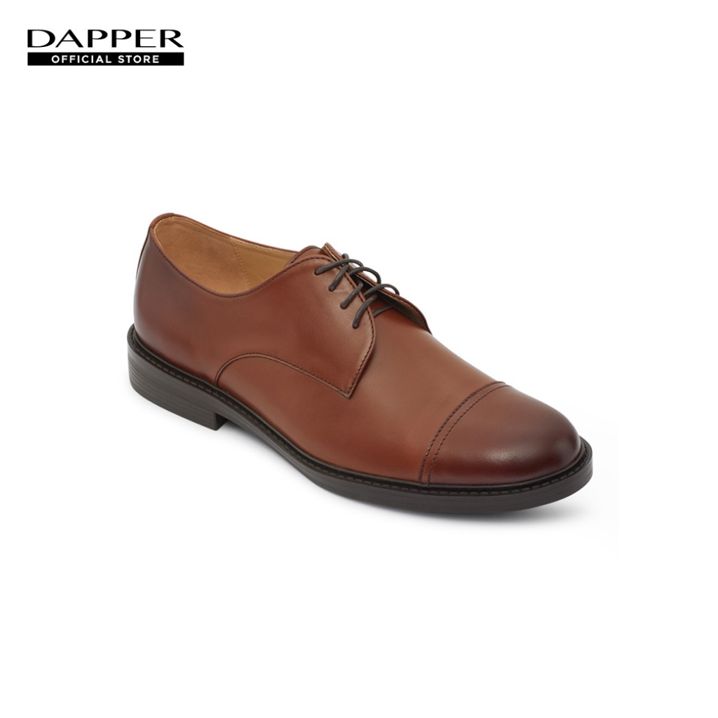 DAPPER รองเท้าหนัง แบบผูกเชือก Leather Cap-Toe Derby Shoes สีน้ำตาลแทน ...