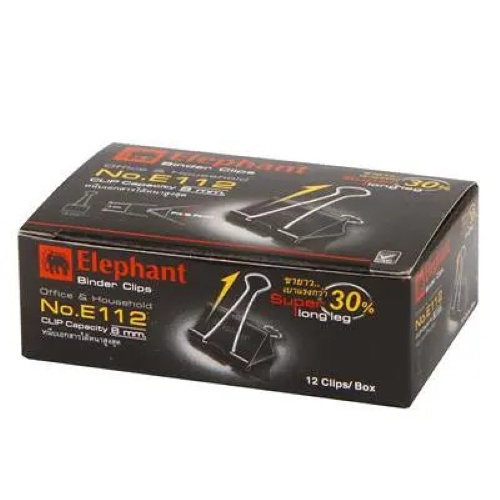 ELEPHANT คลิปดำ 19 มม. รุ่น E112 (กล่อง 12 ตัว) | Shopee Thailand
