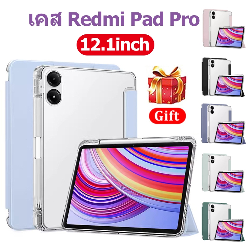 ใช้สำหรับ Redmi Pad Pro 12.1นิ้ว เคส พร้อมถาดใส่ปากกา ฝาพับโปร่งใส ...