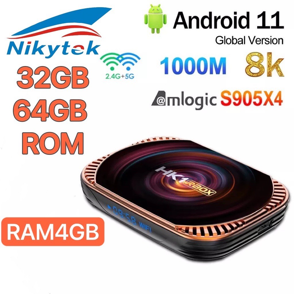 HK1 RBOX X4 Wifi 2.4/5G Bluetooth 4.1 CPU Amlogic S905X4 Android 11 รองรับLAN1,000M Smart tv Box ...