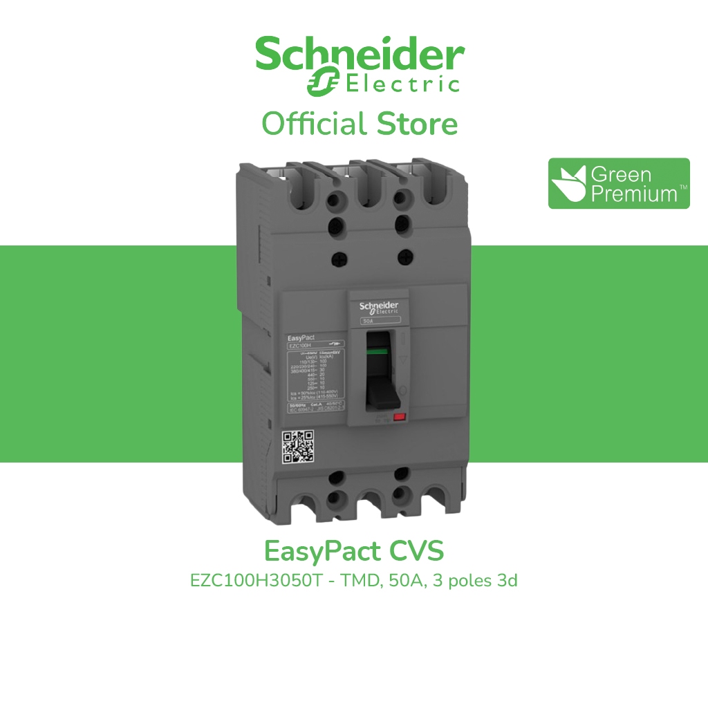 Schneider Electric เมนเซอร์กิตเบรกเกอร์ EasyPact EZC EZC100H3050T -MCCB ...