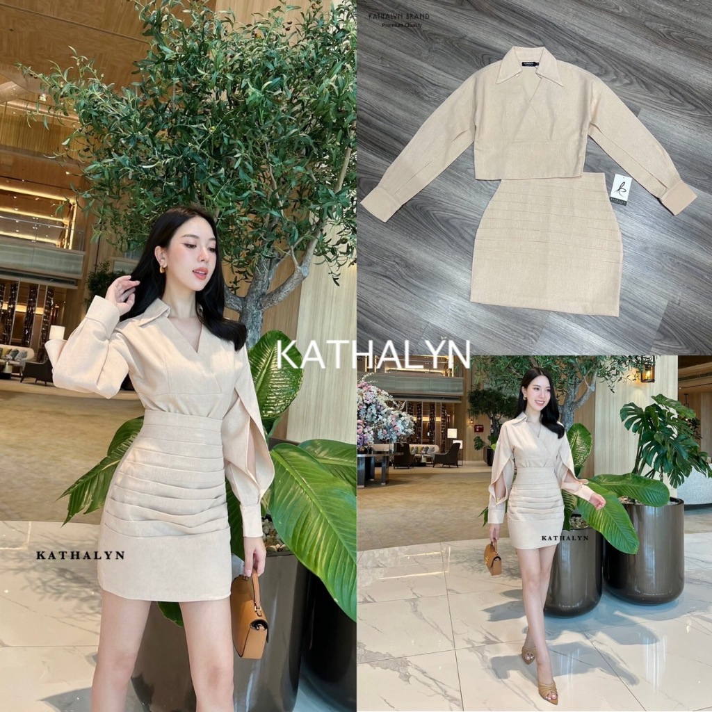 KATHALYN เสื้อแขนยาวคอปกแต่งวี(*รบกวนเช็คสต๊อกก่อนกดสั่งซื้อ) | Shopee Thailand