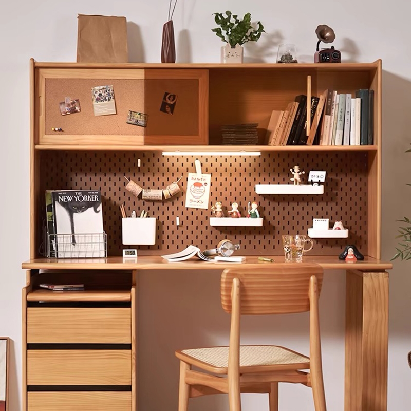 Desk and bookshelf integrated shelving(solid wood+household+multi ...