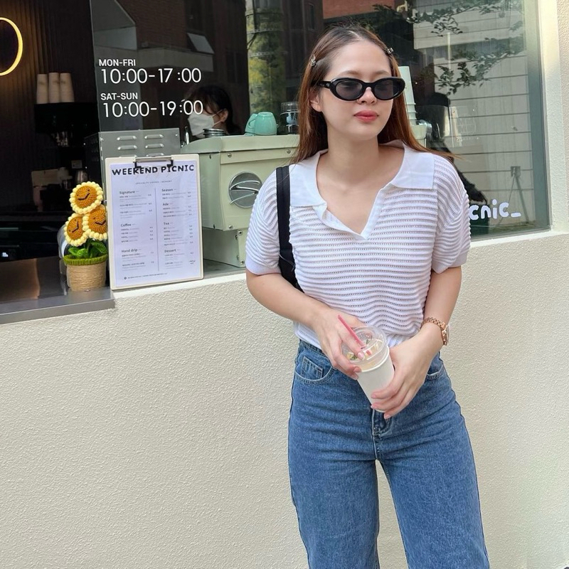 Gelato knitted polo จากร้าน BAAE เสื้อโปโลผ้านิตแขนสั้น สี whipcream ...