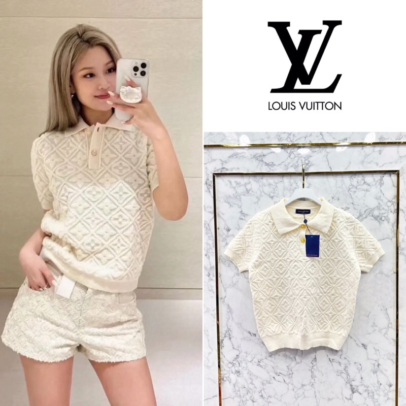 เสื้อโปโลคอปก Louis Vuitton Monogram Toweling Polo Top | Shopee Thailand