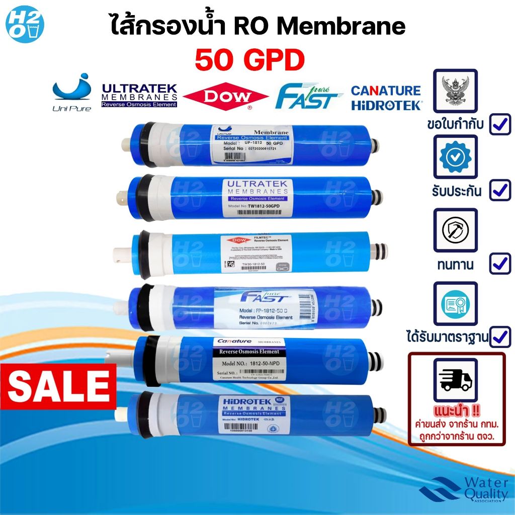 Ultratek ไส้กรองน้ำ ไส้กรองเมมเบรน RO Membrane 50 GPD เครื่องกรองน้ำ ...