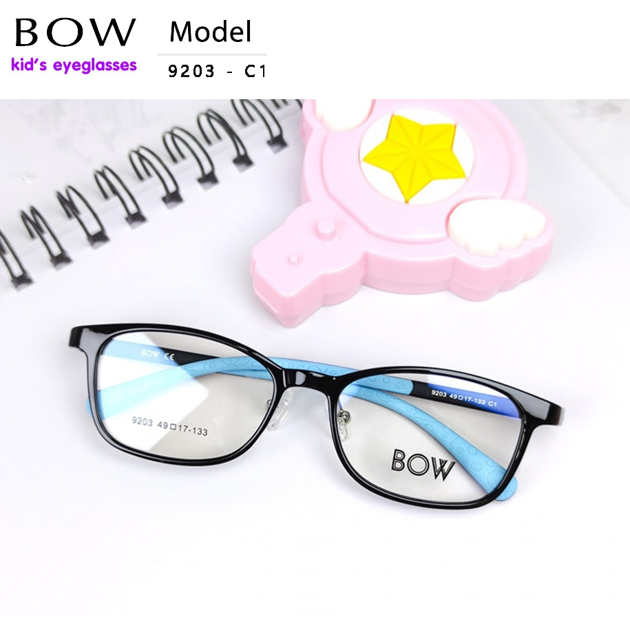 กรอบแว่นตาเด็ก BOW รุ่น 9203 - C1 เต็มกรอบสีดำ-ฟ้า น้ำหนักเบา ใส่สบาย Vintage | Shopee Thailand