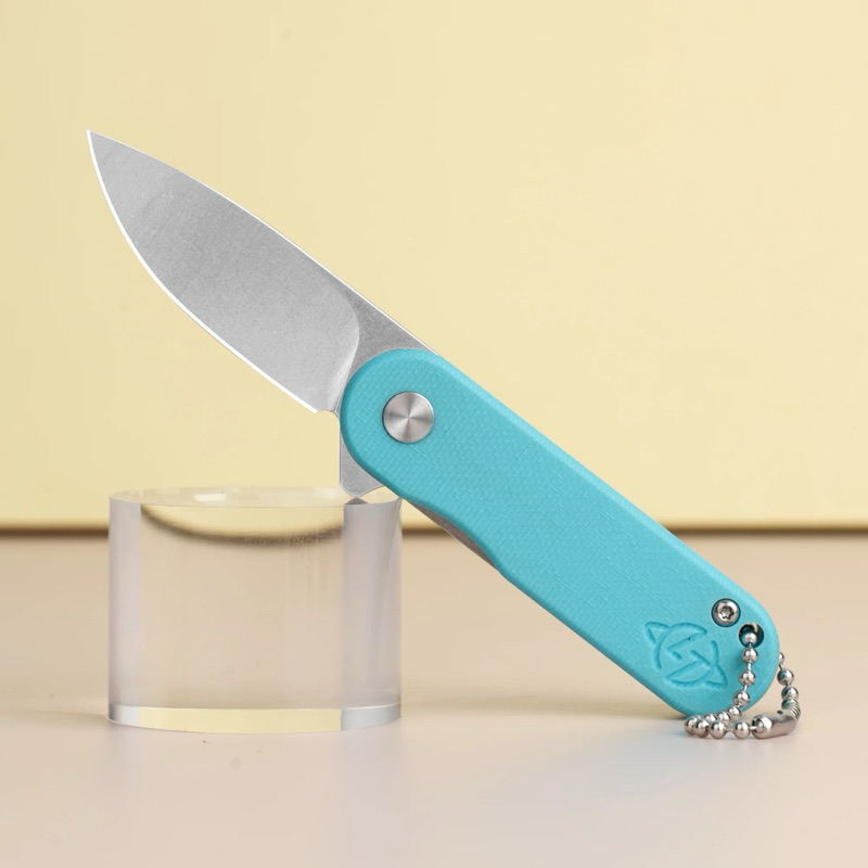 G048 Mini Folding Knife 1.93" D2 Blade White G10 Handle, Small Folding ...