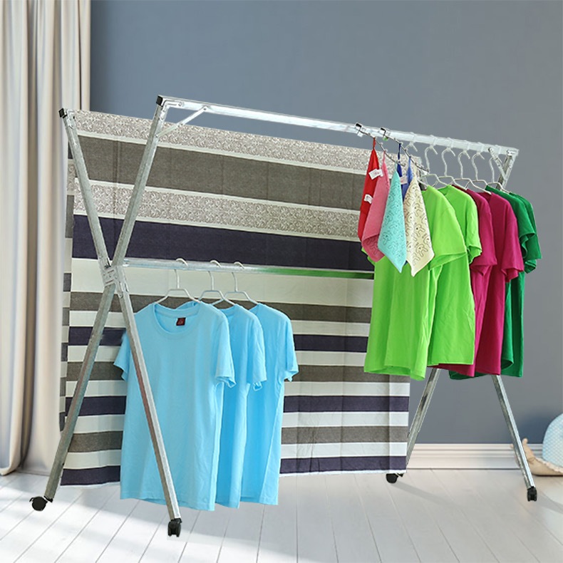 ราวตากผ้าสแตนเลสรุ่น X Drying Rack พับเก็บง่าย ยืดหดได้ 1.2-2 เมตร ราว ...