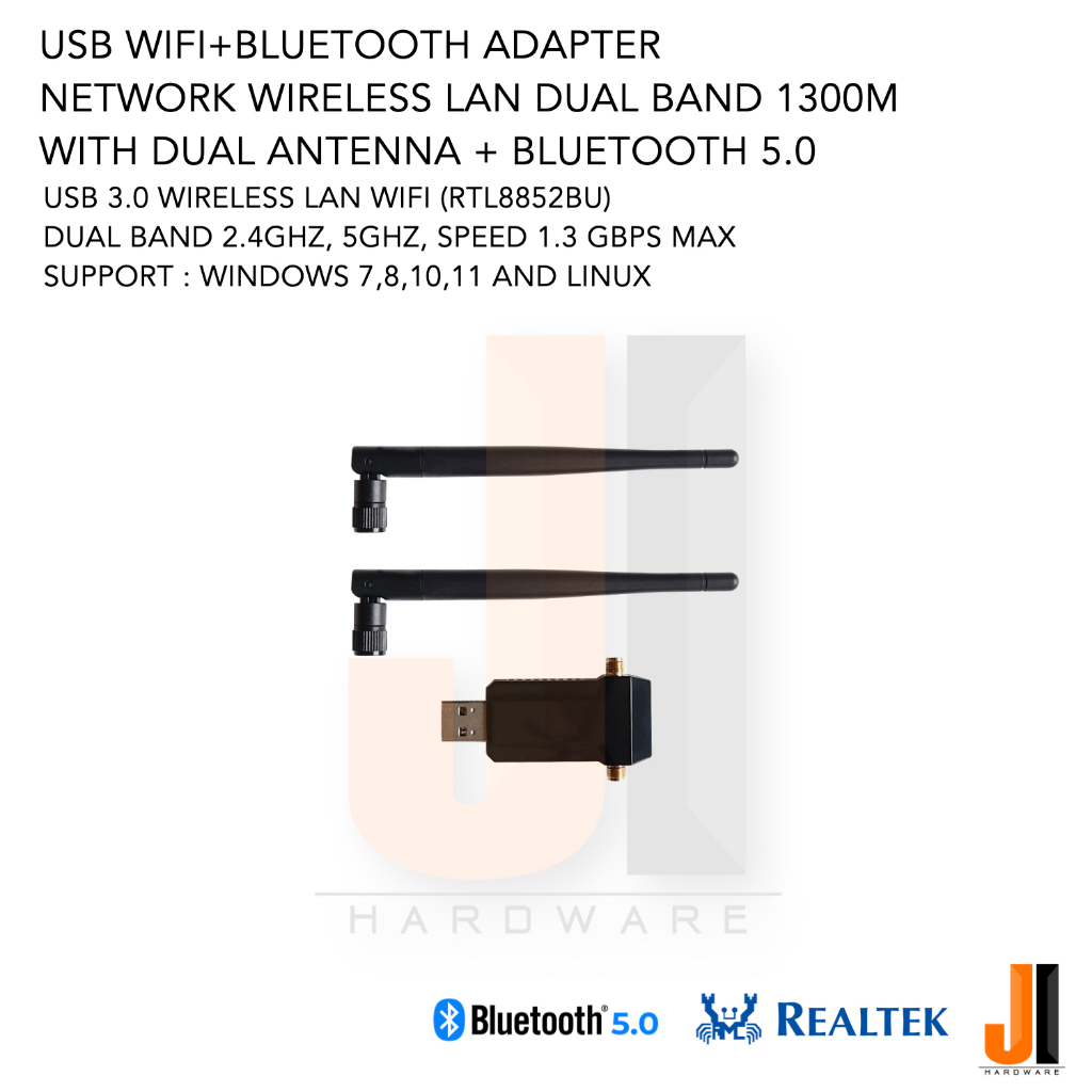 USB 3.0 wifi dual band 1300M (RTL8852BU) with dual antenna + Bluetooth ...