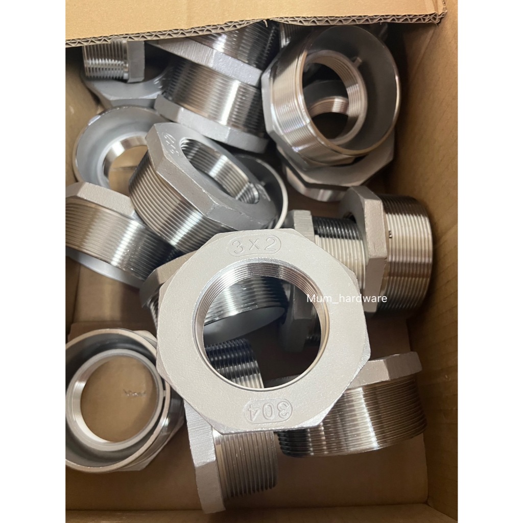 ข้อลดเหลี่ยมสแตนเลส ข้อลดเกลียวนอก-ใน เกลียวประปา SUS 304 (Hex Bushing ...