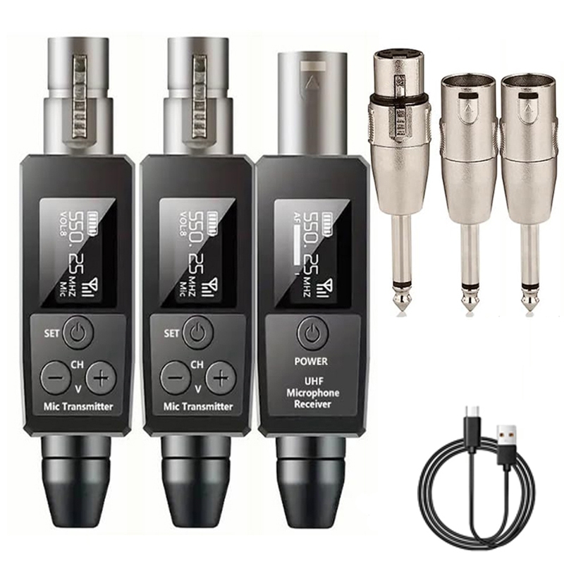 ไร้สาย ไมโครโฟนระบบ UHF DSP XLR หญิง ถึง 6.5mm ชาย อะแดปเตอร์ แบบไดนาม ...