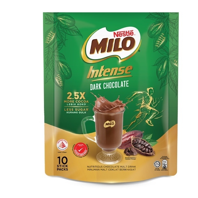 Nestle Milo Intense Dark Chocolate less sugar มี 10 ซองต่อแพ็ค น้ำหนัก ...