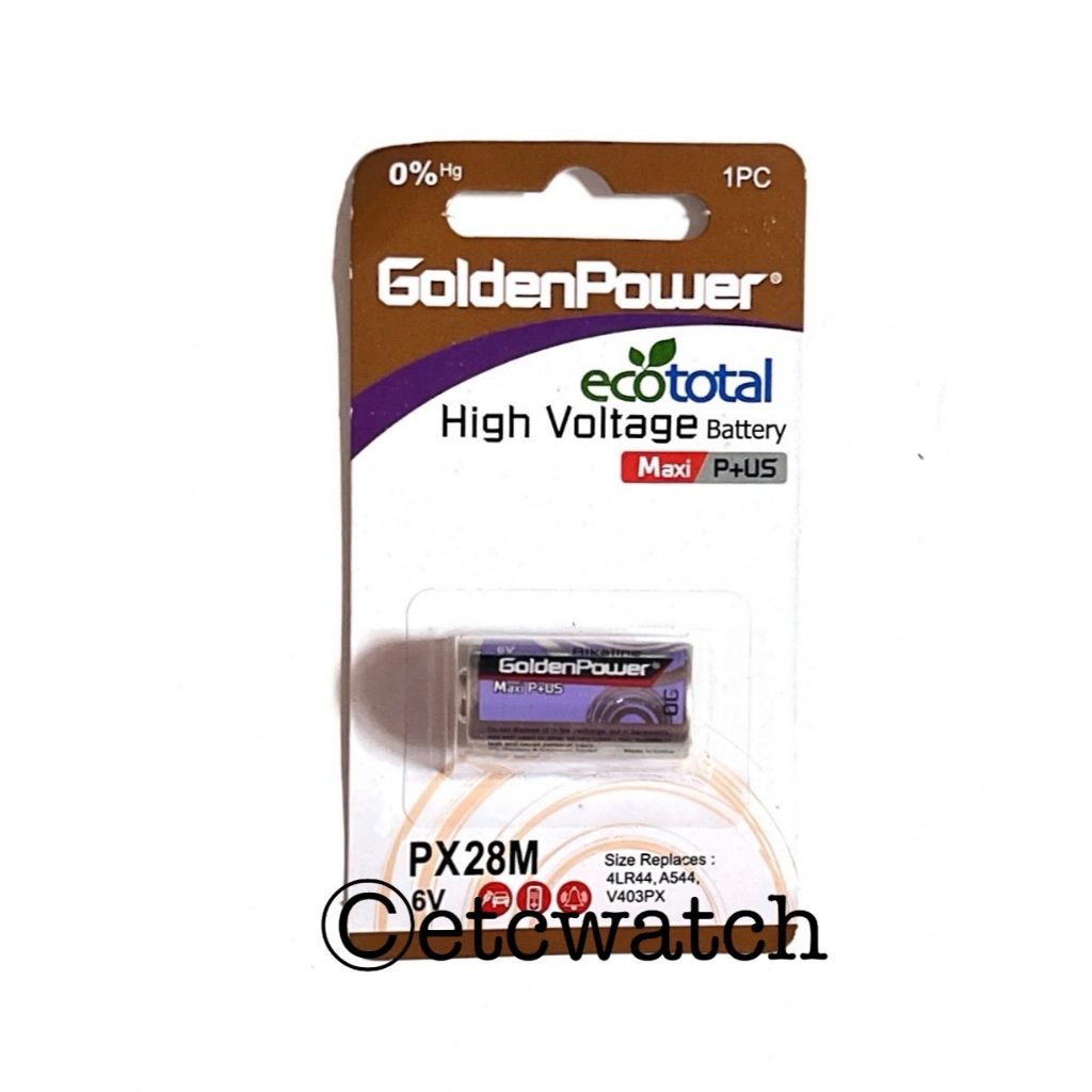 ถ่าน อัลคาไลน์ Golden Power PX28 , PX28M , 4LR44 6 volts จำนวน 1 ก้อน ...