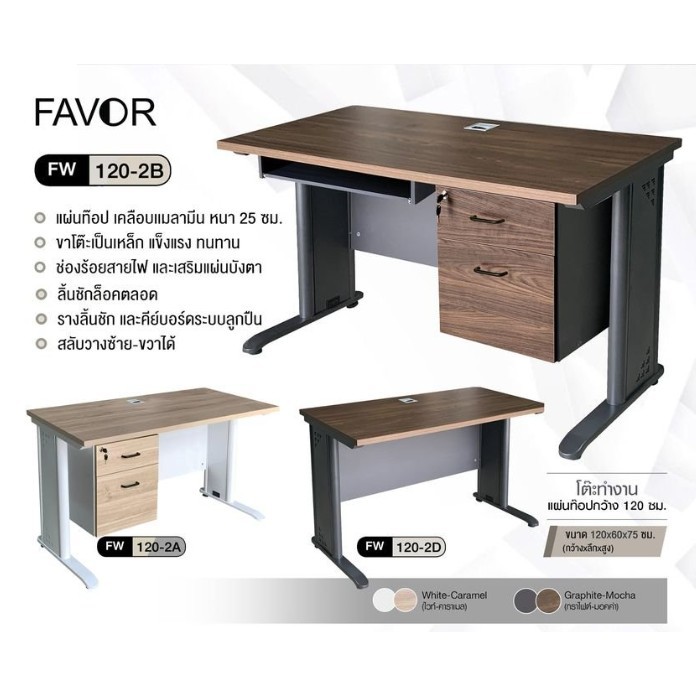 🔥ส่งเร็ว ถูกสุด🔥 FAVOR โต๊ะทำงาน STB รุ่น FW120-2B สีคาราเมล/มอคค่า ...