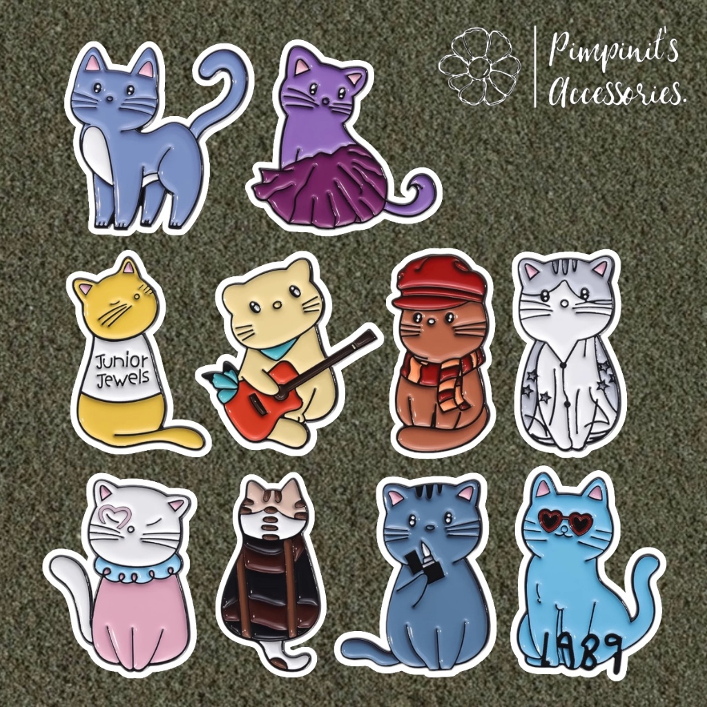 ร้านในไทยพร้อมส่ง : เข็มกลัดเซ็ทแก็งค์แมวนักดนตรี | Musician Cat Gang Enamel Brooch Pin Set ...