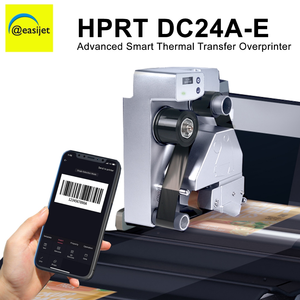 HPRT DC24A-E เครื่องวันที่หมดอายุ ระบบ TTO พิมพ์วันที่ผลิต บาร์โค้ดลงบนซองพลาสติก สั่งงานผ่านมือ ...