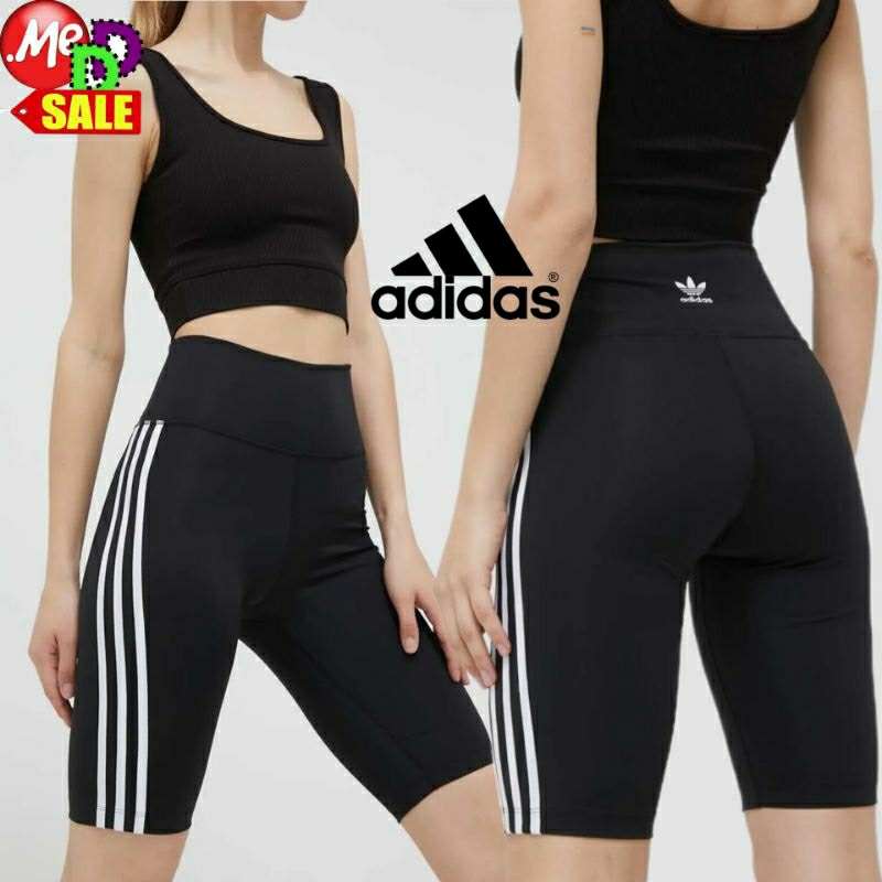 ADIDAS ใหม่ - กางเกงรัดรูปใส่ออกกำลังกาย เอวสูง แต่งแถบ-3Stripes ...