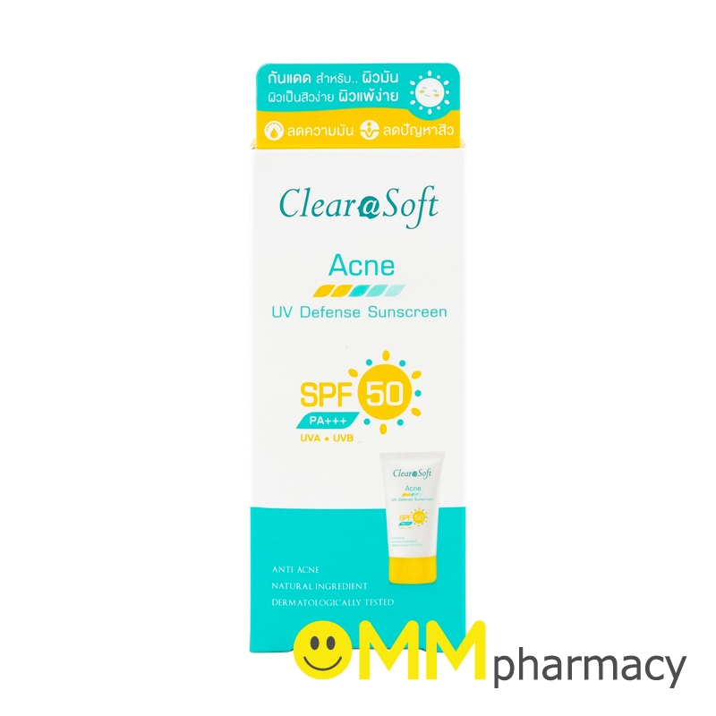 CLEARASOFT ACNE UV SUNSCREEN SPF 50 PA+++ 30G. | Shopee Thailand