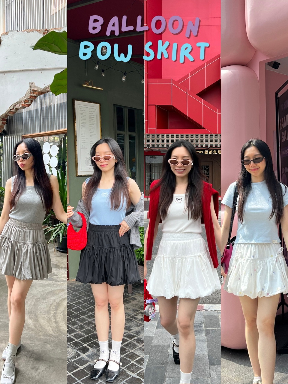 UIUI | (1แถม1) BALLOON BOW SKIRT กระโปรงบอลลูนโบว์ | Shopee Thailand
