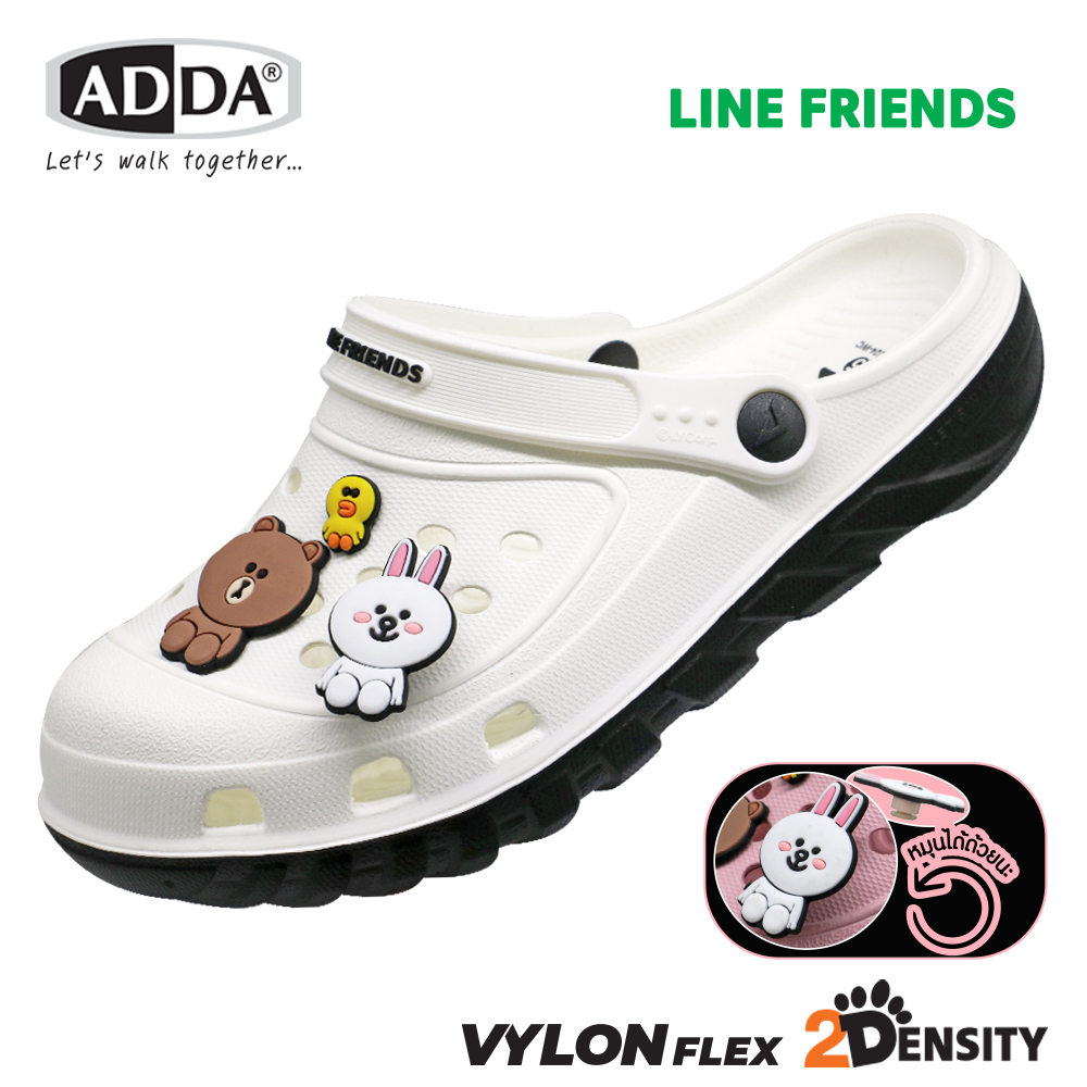 ADDA 2density รองเท้าแตะลำลอง แบบสวมหัวโต สำหรับผู้หญิง Line Friends ...