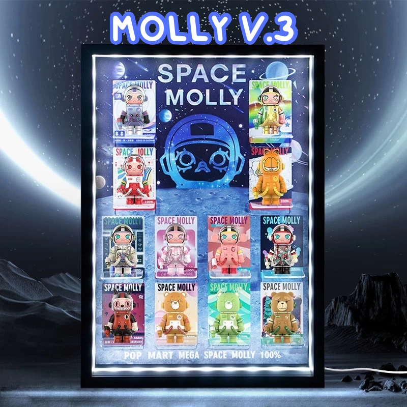 ตู้โชว์โมเดล SPACE MOLLY V1 V2 V3 100% กรอบแขวนผนังพร้อมไฟ LED ปรับสี ...
