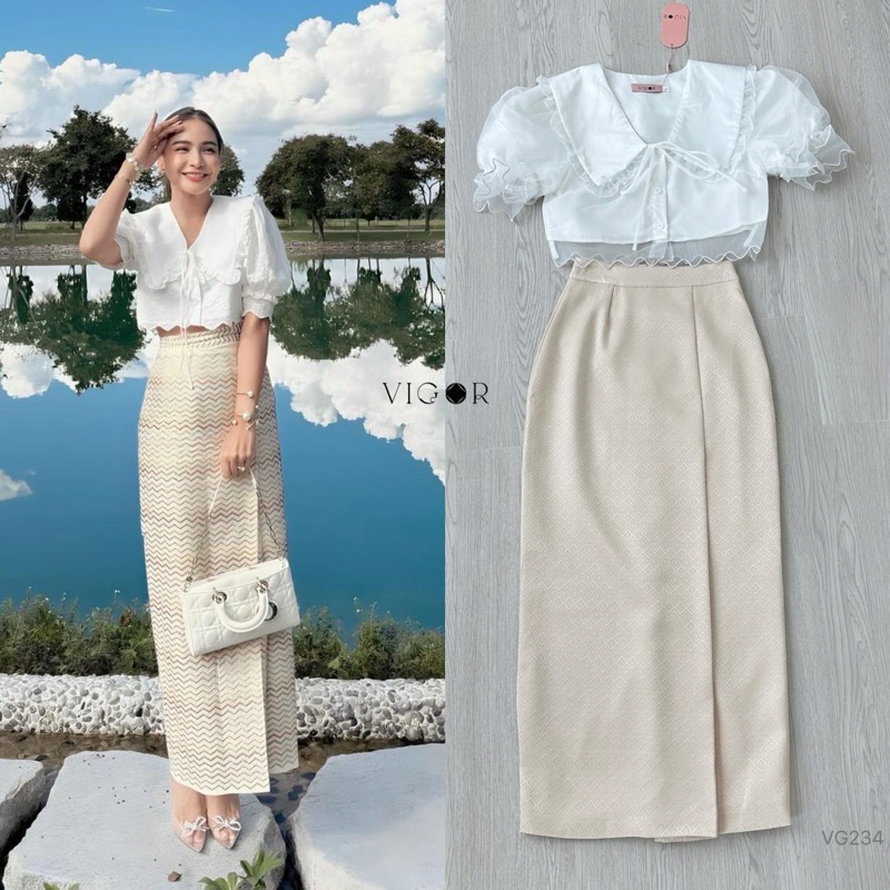 Shopee Video M8 งานป้าย Vigor Set ชุดเซ็ทลายไทย สำหรับผู้หญิง เสื้อผ้าแฟชั่นผู้หญิง ไซส์ Xs-XL ...