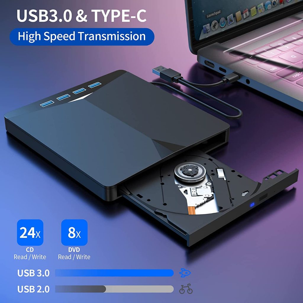 7 in 1 DVD Writer External ดีวีดี พกพา ส่งข้อมูลเต็มสปีดด้วย USB3.0 ...