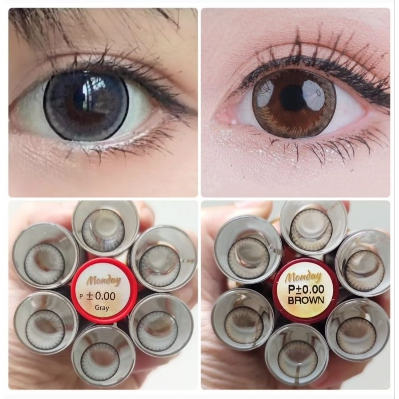 บิ๊กอาย คอนแทคเลนส์ รุ่น monday gray/ brown ฝาแดง ยี่ห้อ Pitchy lens ...