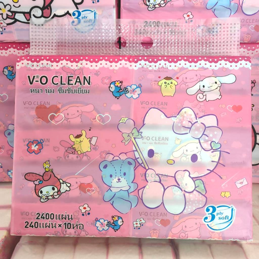ทิชชู่แบบยาว(ยกเเพ๊ค10ห่อ) ลายKitty/ยูนิคอร์น/RABBIT/BEAVER แท้ 100% ...