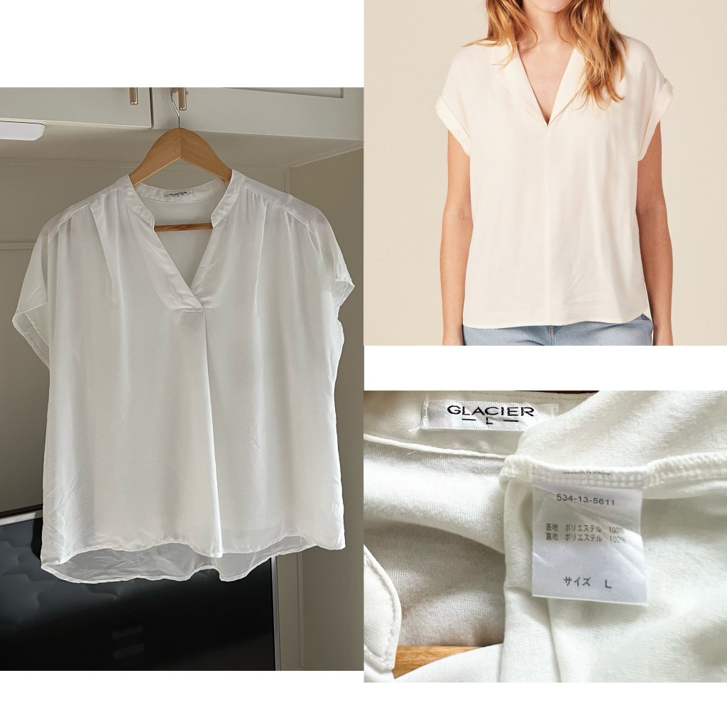 (C834) Clacier ไซส์ L เสื้อเบลาซ์ ผ้าโพลีเอสเตอร์ อก 46 ไหล่ 16 ยาว 23 ...